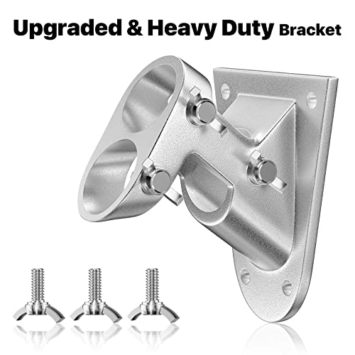Silver Flag Pole for Outside House, 5.1 FT Flagpole Kit with Wall Mount Holder Bracket, 2 Ring Clips, Stainless Steel Metal Flag Poles for 3x5 American Flags Outdoor, Garden, Yard, Porch, Handheld