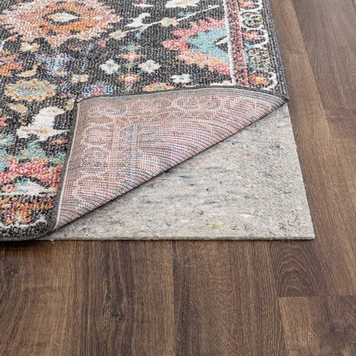 Mohawk Home 6' x 9' Non Slip Rug Pad Gripper 1/4 Thick Dual Surface Felt + Rubber Gripper - Safe for All Floors, Synthetic Fiber, Brown