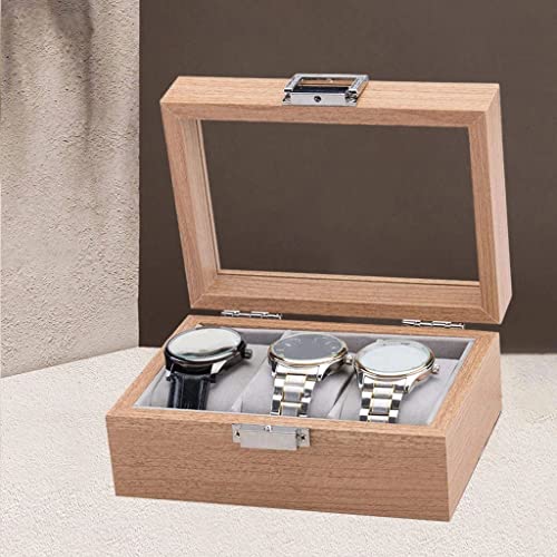 XBWEI 3 Slot Wooden Watch Display Cabinet Box And Lock Storage Rack Storage Box For Men And Women