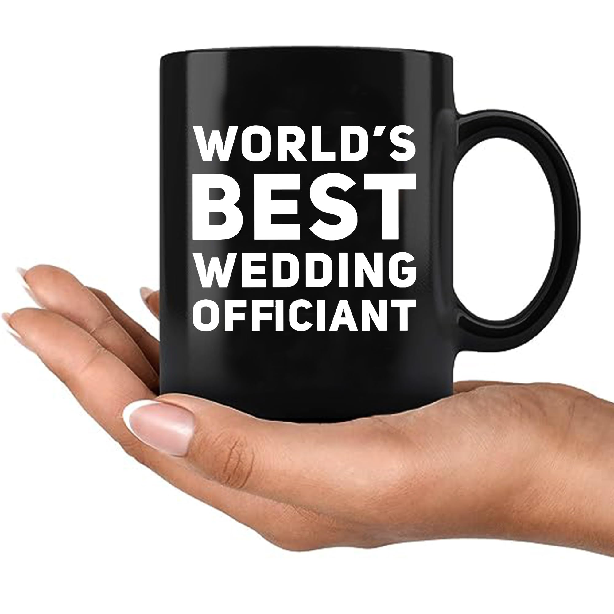Panvola Worlds Best Wedding Officiant From Bride Groom Anniversary Souvenir Pastor Minister Drinkware Ceramic Coffee Mug (11 oz, Black)