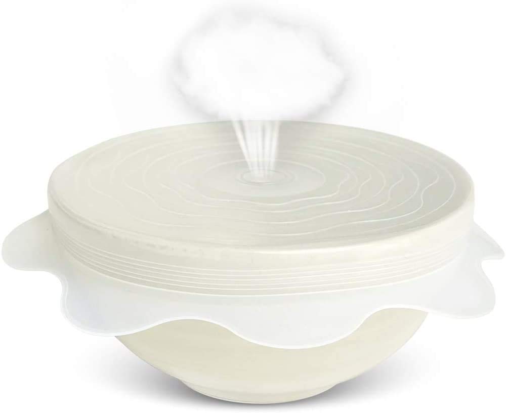 Reusable Vented Microwave Food Covers and Storage Wraps. BPA Free Cling Films Seal Around Ceramic and Plastic Dishes for Mess Free Heating and Reheating. 1 Way Vent Releases Steam, Keeps Food Fresh