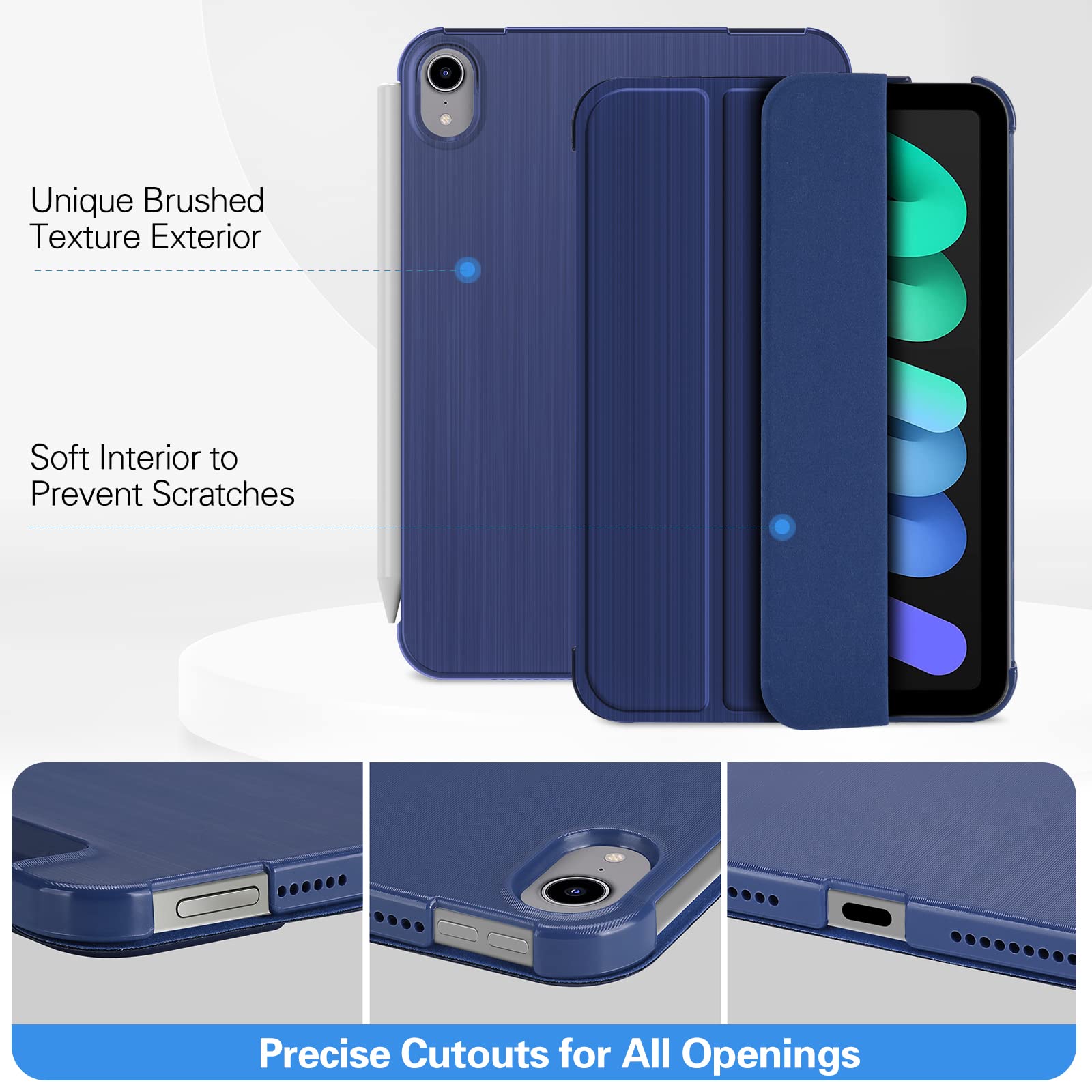 ProCase Smart Case for iPad Mini 6 8.3 Inch 2021 iPad Mini 6th Generation Case, Hard Back Cover Cases for 2021 iPad Mini 8.3" 6th Gen A2567 A2568 A2569 -Darkblue
