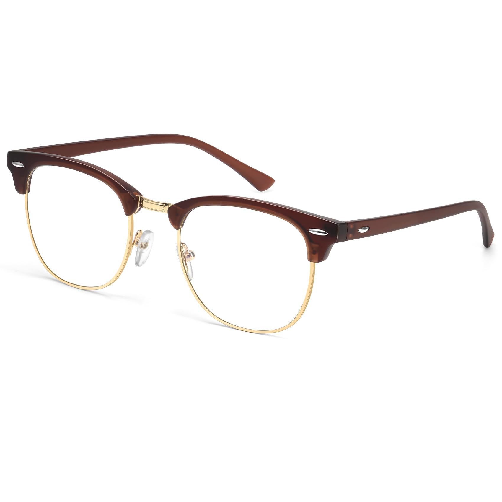 NSSIW Blue Light Blocking Glasses, Semi Rimless, Unisex, Matte Black/Silvery Rim + Clear/Silvery Rim, Computer & Gaming Glasses with UV Protection, Relieve Eye Strain