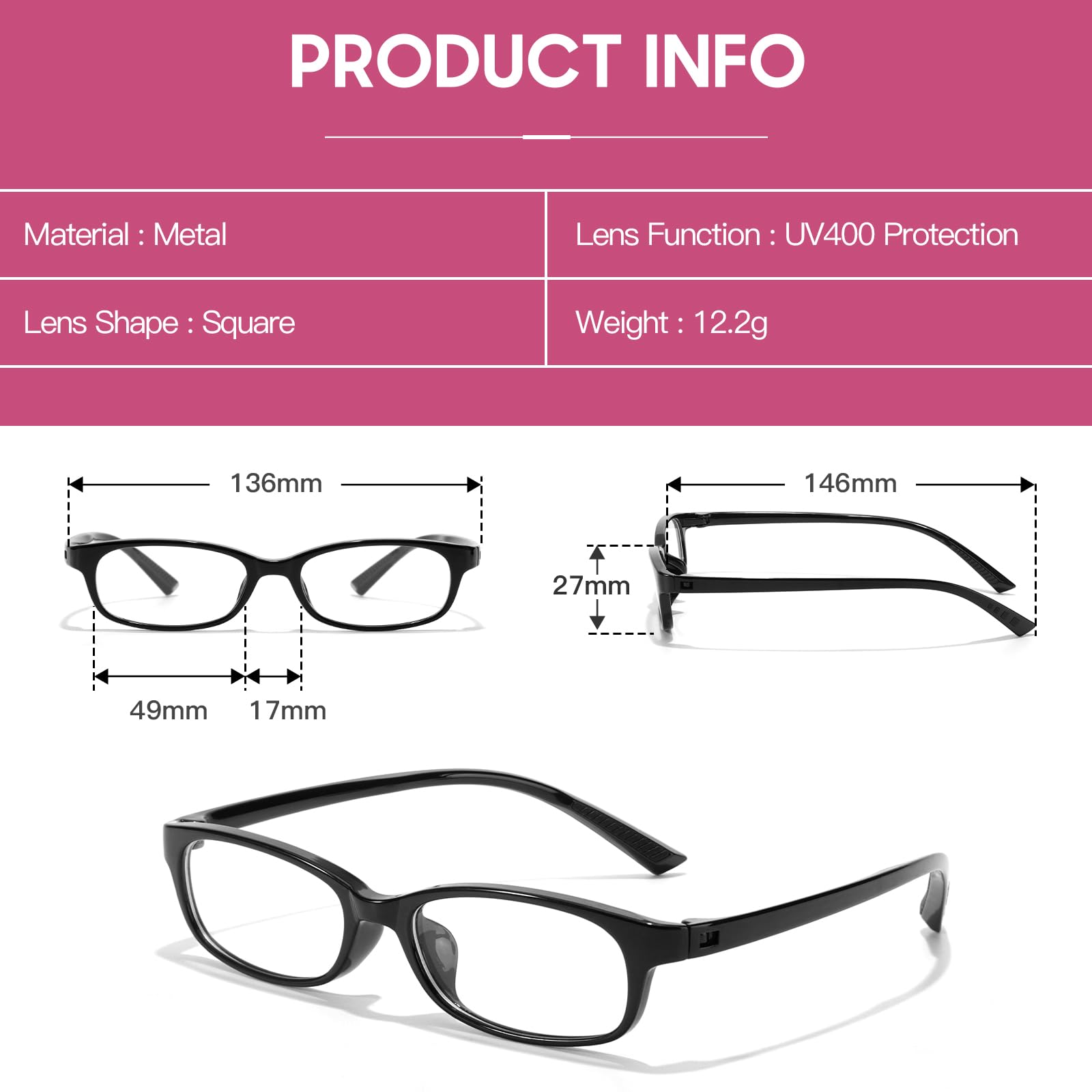 TJUTR Fashion Fake Glasses Non Prescription Clear Glasses for Women Blue Light Blocking Y2k Cosplay Eyewear Frame