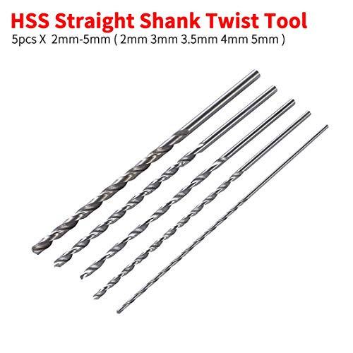 Vnsport 5pcs Extra Long 150mm HSS Twist Drill 2mm 3mm 3.5mm 4mm 5mm Straigth Shank Auger Wood Metal Drilling Tools Drill Bit