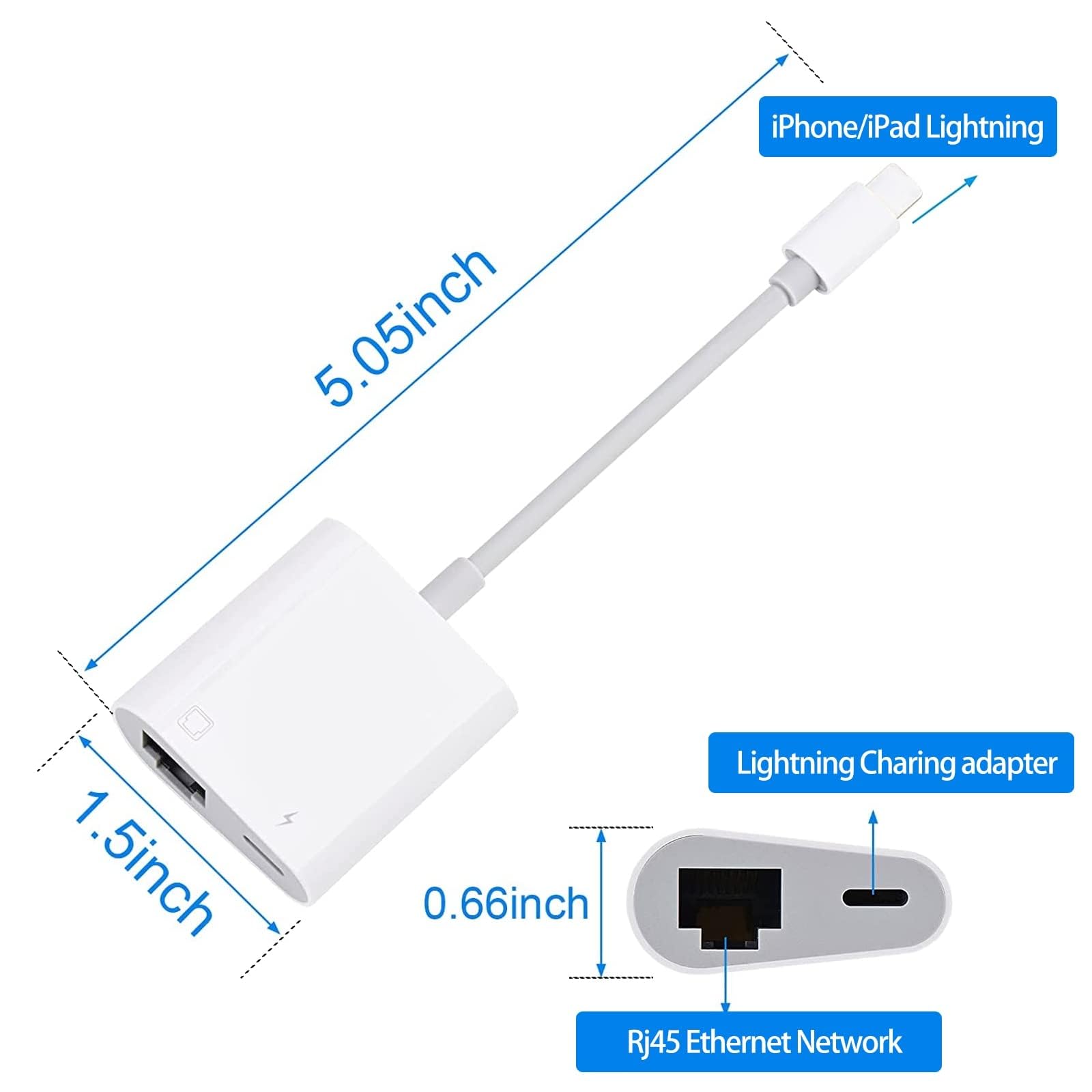 USB C USB A to Ethernet Adapter, Aluminum Portable USB-A USB C Adapter USB to RJ45 LAN 100M Network Adapter, 10/100Mbps Ethernet Speeds Compatible for MacBook Pro 2015, MacBook Air 2017, and More
