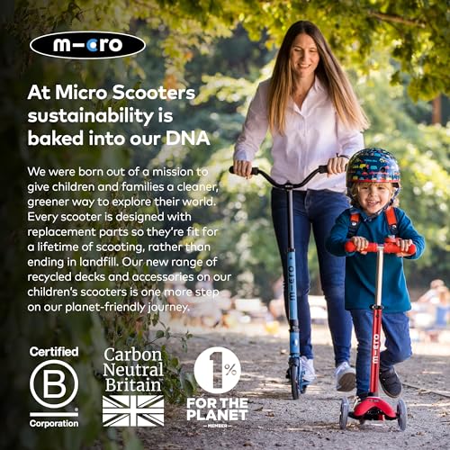 Micro Kickboard - Maxi Deluxe LED 3-Wheeled, Lean-to-Steer, Swiss-Designed Micro Scooter for Kids with LED Light-up Wheels, Ages 5-12 (Mint)
