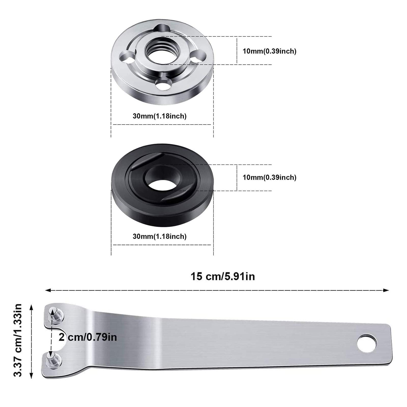 L-A Bosch-100 Angle Grinder Replacement Parts - Angle Grinder Spanner wrench, Grinder Inner Flange Nut & Grinder Outer Flange Nut Compatible;Compatible with Makita and Ryobi