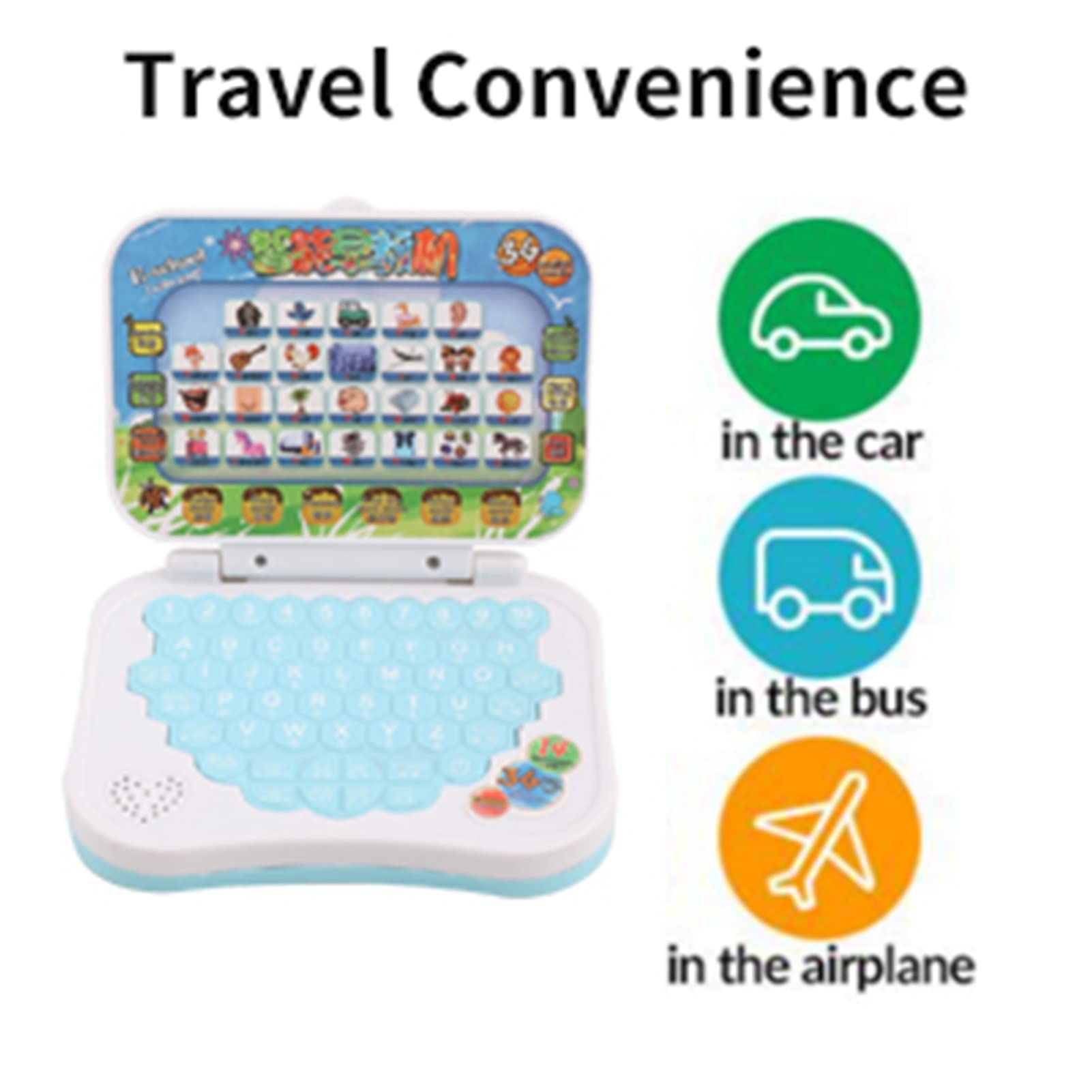 Smart Preschool Laptop, Children Bilingual Educational Learning Study Interactive Toy Kids Teach Alphabet Computer Game Gift for Toddlers Boys Girls Learn ABC Numbers Words Spelling Maths Music
