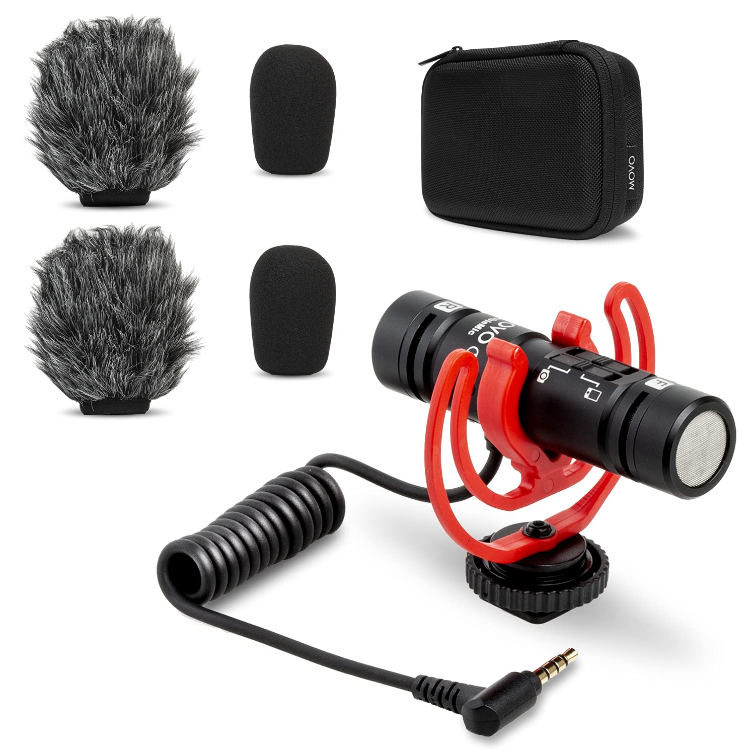 Movo DoubleMic Two-Sided Supercardioid Video Shotgun Microphone for iPhone, Android, Smartphones or DSLR Camera - Dual Capsule External Mic for Vlogging, Filmmaking, Interviews, YouTube, Recording