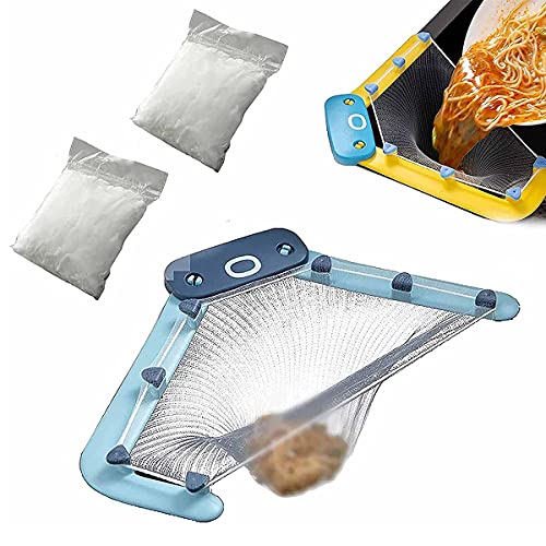 Sink Strainers Basket, Triangle Tri-Holder Corner Sink Filter Net, Eco-Friendly Mesh Bag for Sink Drain for Kitchen Food Waste Leftover Garbage (1 Holder + 100 PCS Filters+Nano Glue)