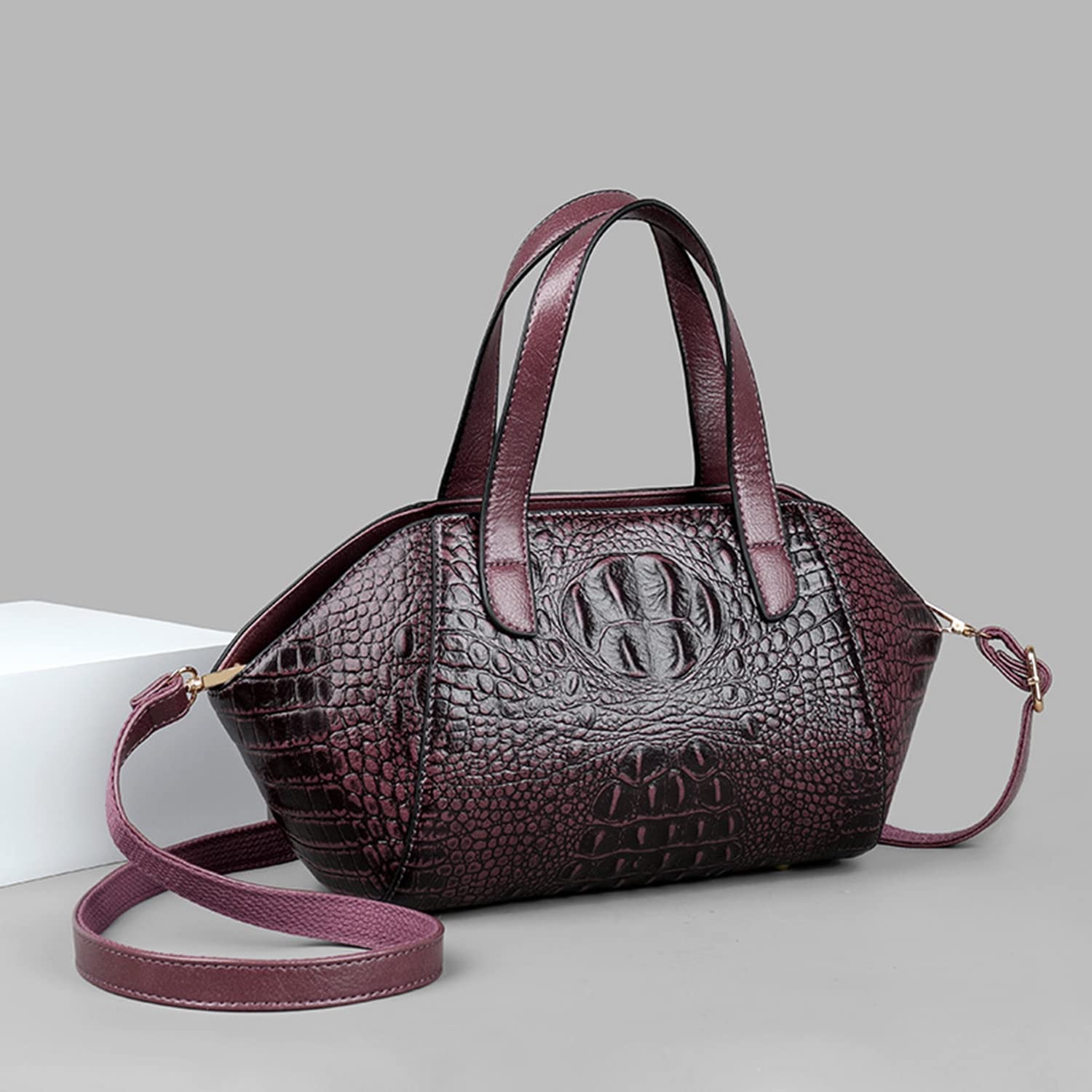 Purses and Handbags for Women Leather Top Handle Handbag Work Shoulder Crossbody Tote Bag Satchel (Purple)
