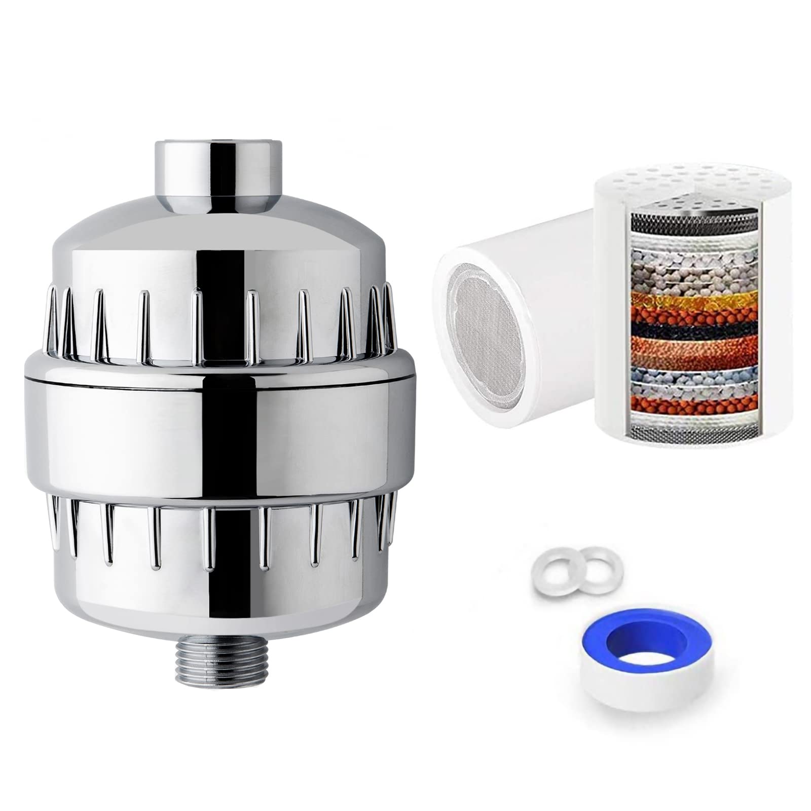 OCEMY Shower Filter for Hard Water Shower Head Filter with 2 Replaceable Cartridges Water Softener High Output Shower Water Filter to Remove Chlorine Fluoride