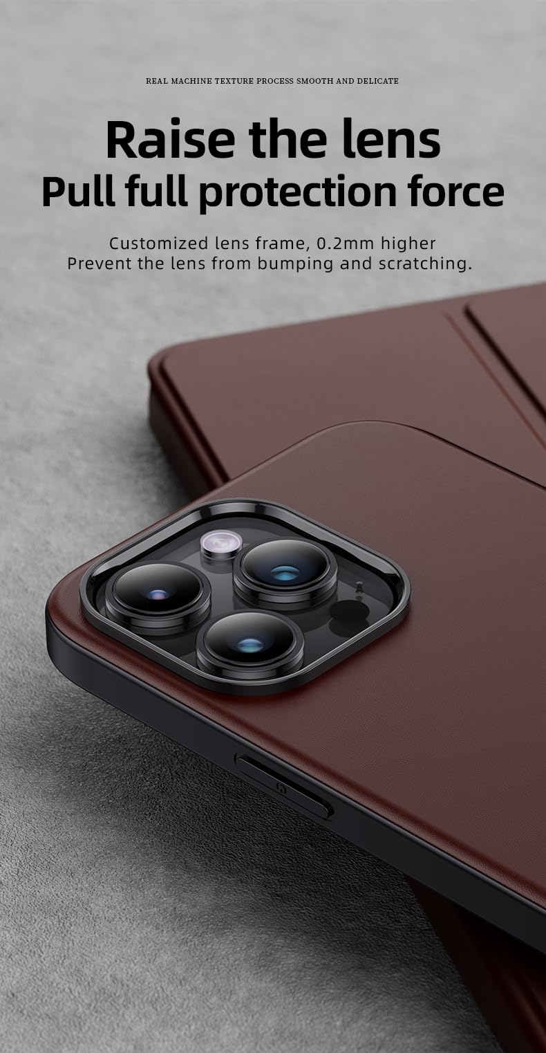 Leather ShockGuard Pro iPhone 15 Case with a Free Screen Protector (Black, iPhone 15 Pro)