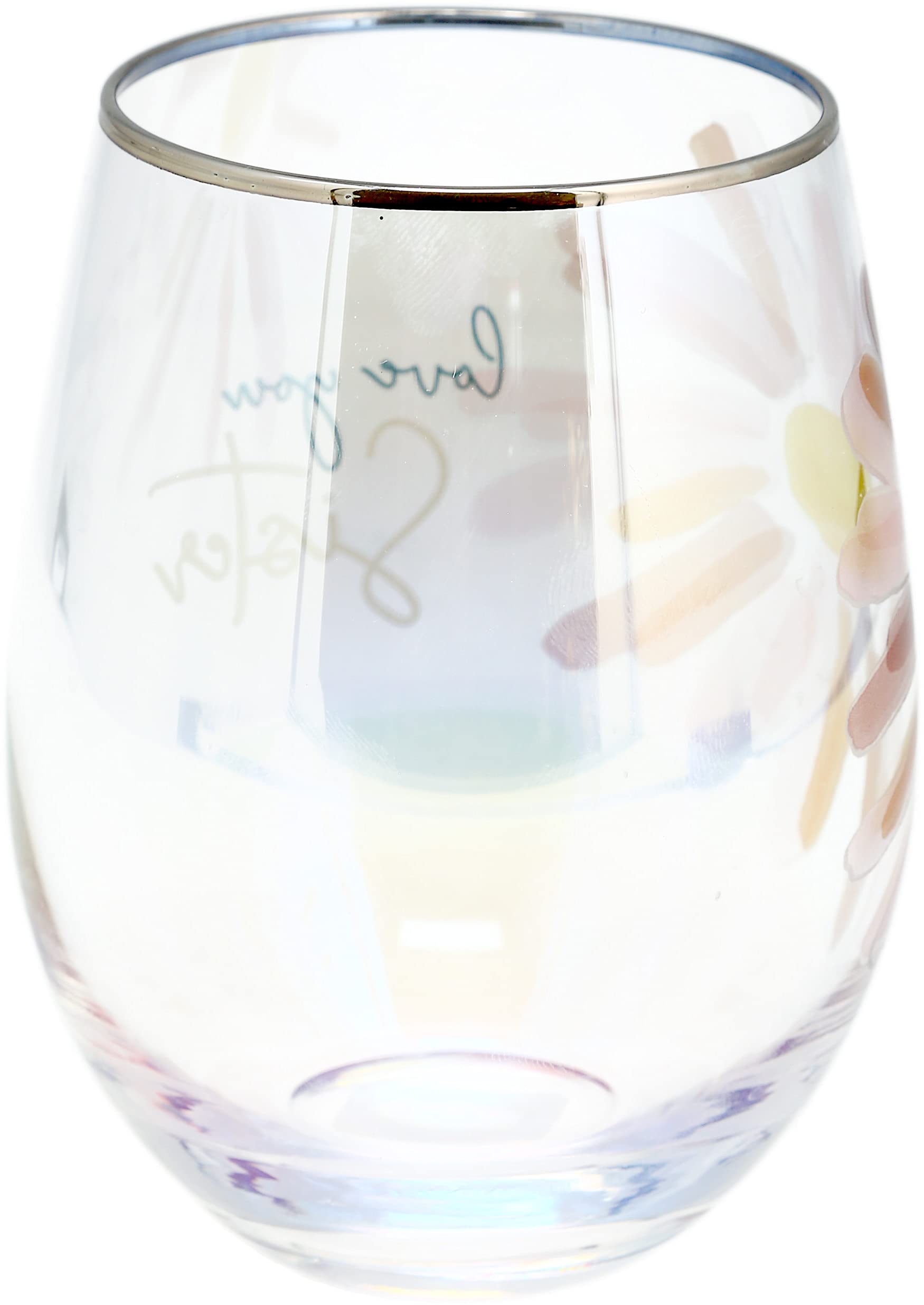 Pavilion - 18 oz Iridescent Stemless Wine Glass - Love You Sister
