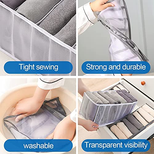 YSGBYSG 4PCS Wardrobe Clothes Organizer 7 Grids, Closet Organizers And Storage Baskets, Clothing Storage Bins,Washable Foldable Drawer Clothes Compartment Storage Box for Bedroom