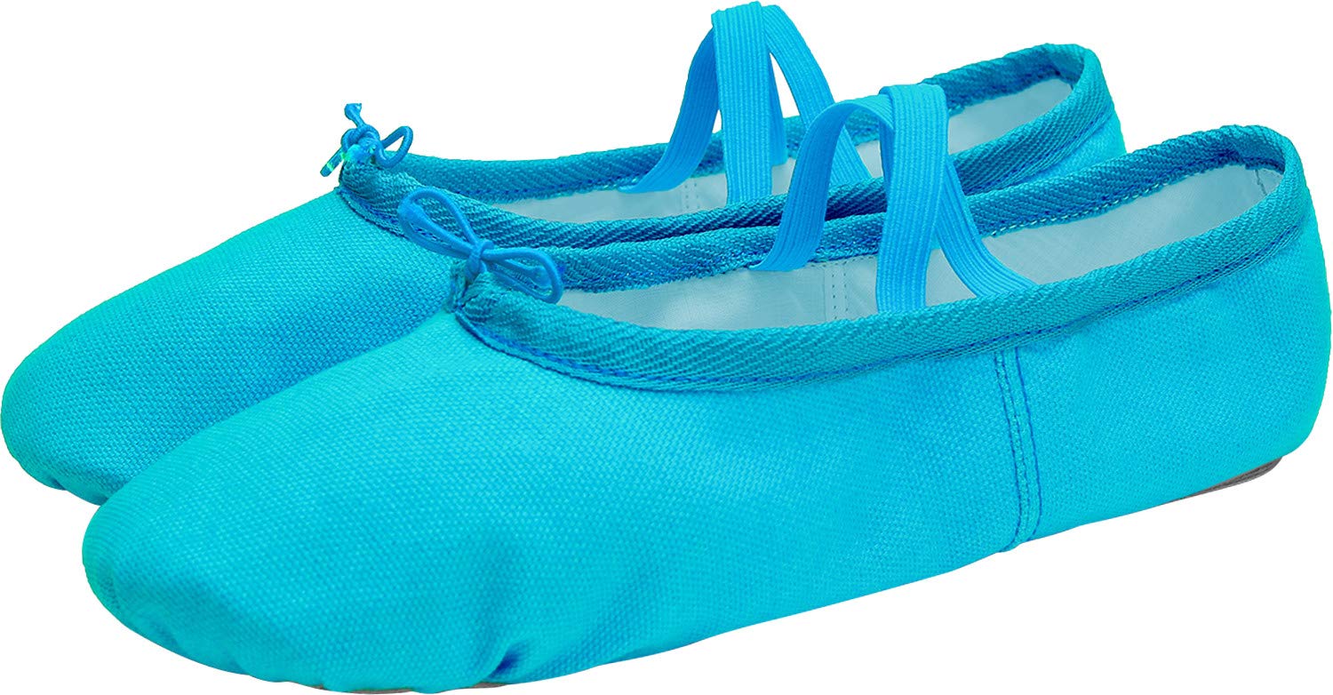 L-RUN Kids Girls Classic Canvas Practise Ballet Dancing Yoga Shoes Blue
