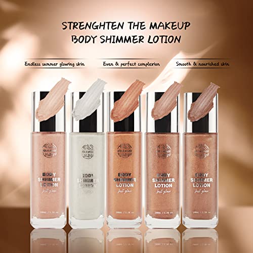 VIOLA HOUSE Body Shimmer Body Luminizer, Waterproof Moisturizing and Glow For Face & Body Liquid Highlighter, Radiance All In One Makeup Shimmer Body Lotion -100ML/3.38oz(Shallow Bronze)