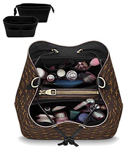 LEXSION Organizer,Bag Organizer,Insert purse organizer with 2 packs in one set fit NeoNoe NoƩ Series perfectly Black