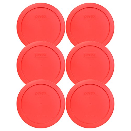 Pyrex 7201-PC 4 Cup Red Round Plastic Storage Lid, Made in USA - 6 Pack