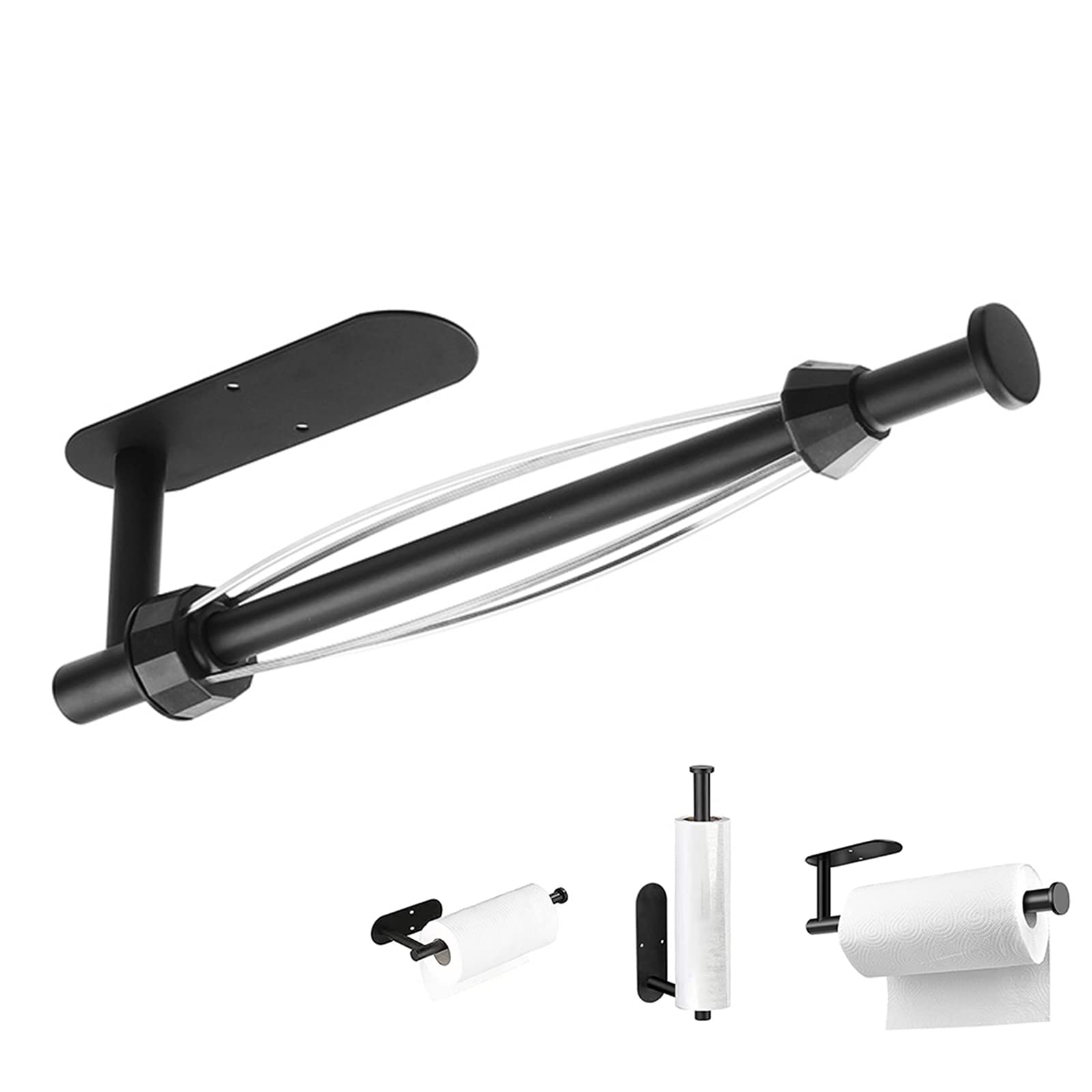 Paper Towel Holder Under Cabinet, Meritpick Single Hand Operable Paper Towel Holder Wall Mount, Under Counter Paper Towel Holder with Damping Effect, Adhesive or Screw for Kitchen Bathroom