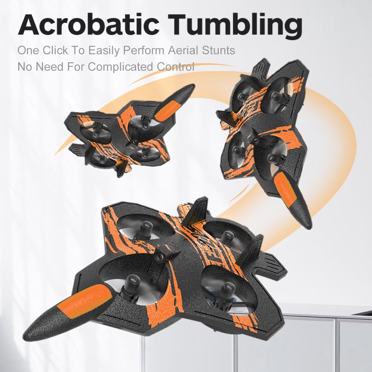 Leencum RC AirPlane Drone, Remote Control Airplane Quadcopter Helicopter with Auto Hovering,3D Flips,3 Speed Modes,long Flight Distance Flying Time Orange