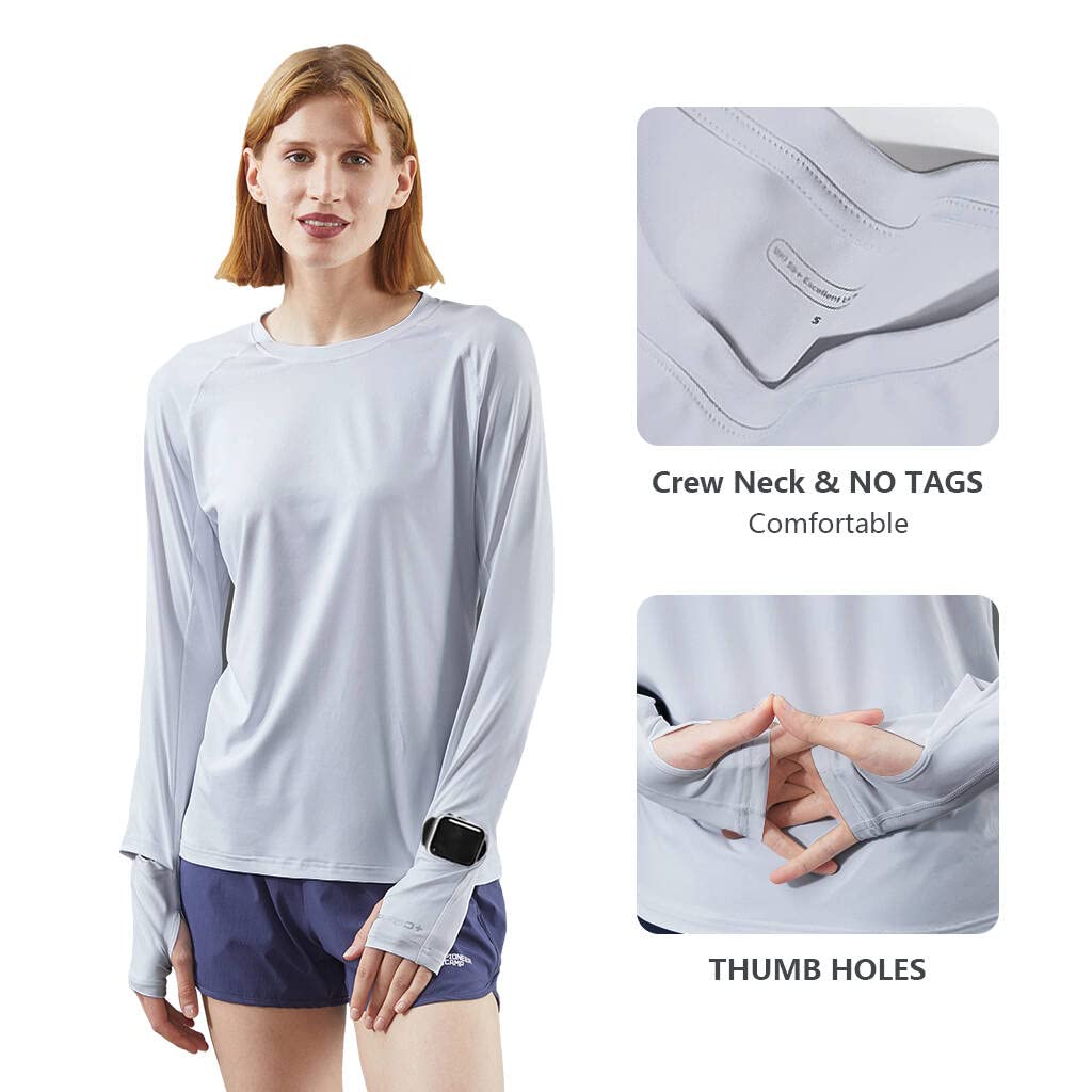 Pioneer Camp Womens Moisture Wicking Shirts Long Sleeve for Running Hiking Fishing Workout Shirt Grey