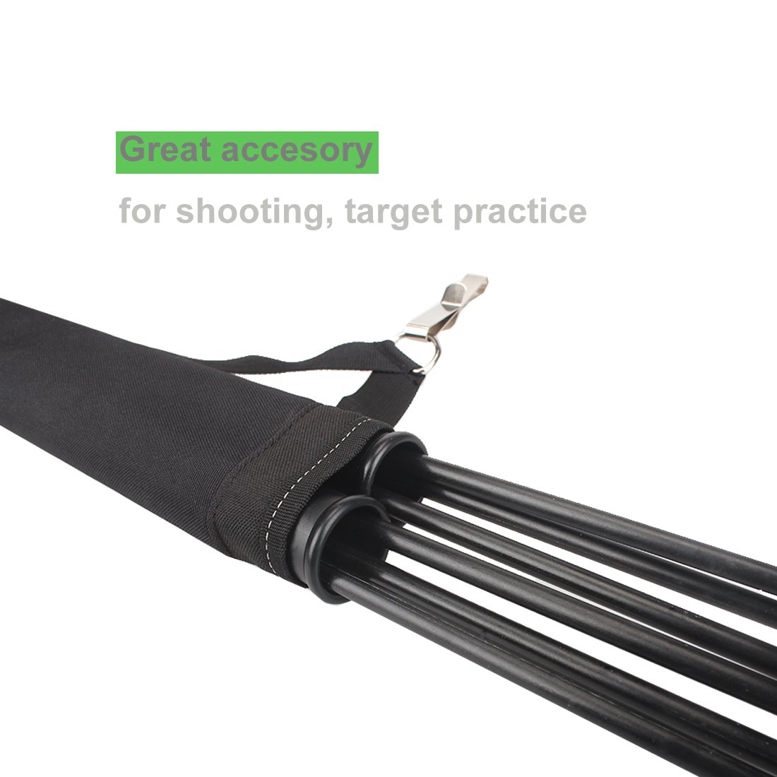 Kratarc Archery 2 Tube Hip Arrow Quiver Waist Hanged Carry Bag with Hook for Shooting (Black)