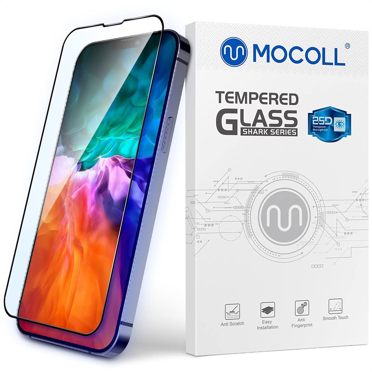 MOCOLL 1+1 Pack for iPhone 14 Pro Max Screen Protector Tempered Glass
