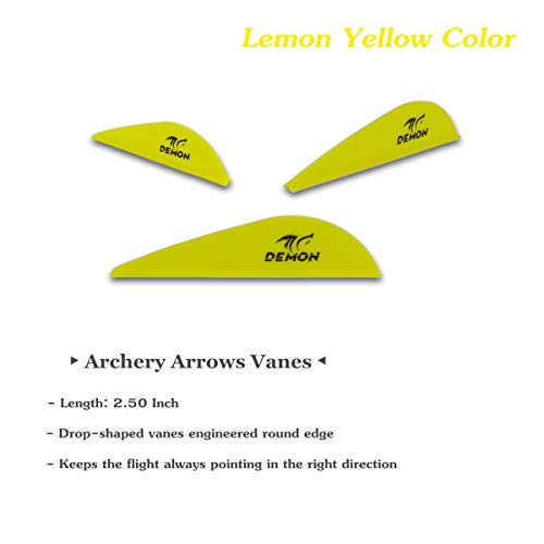 Letszhu Arrows Vanes 2.5 Inch Plastic Fletches Vane DIY Archery Arrow for Hunting Targeting (39 Pack) (Lemon Yellow)