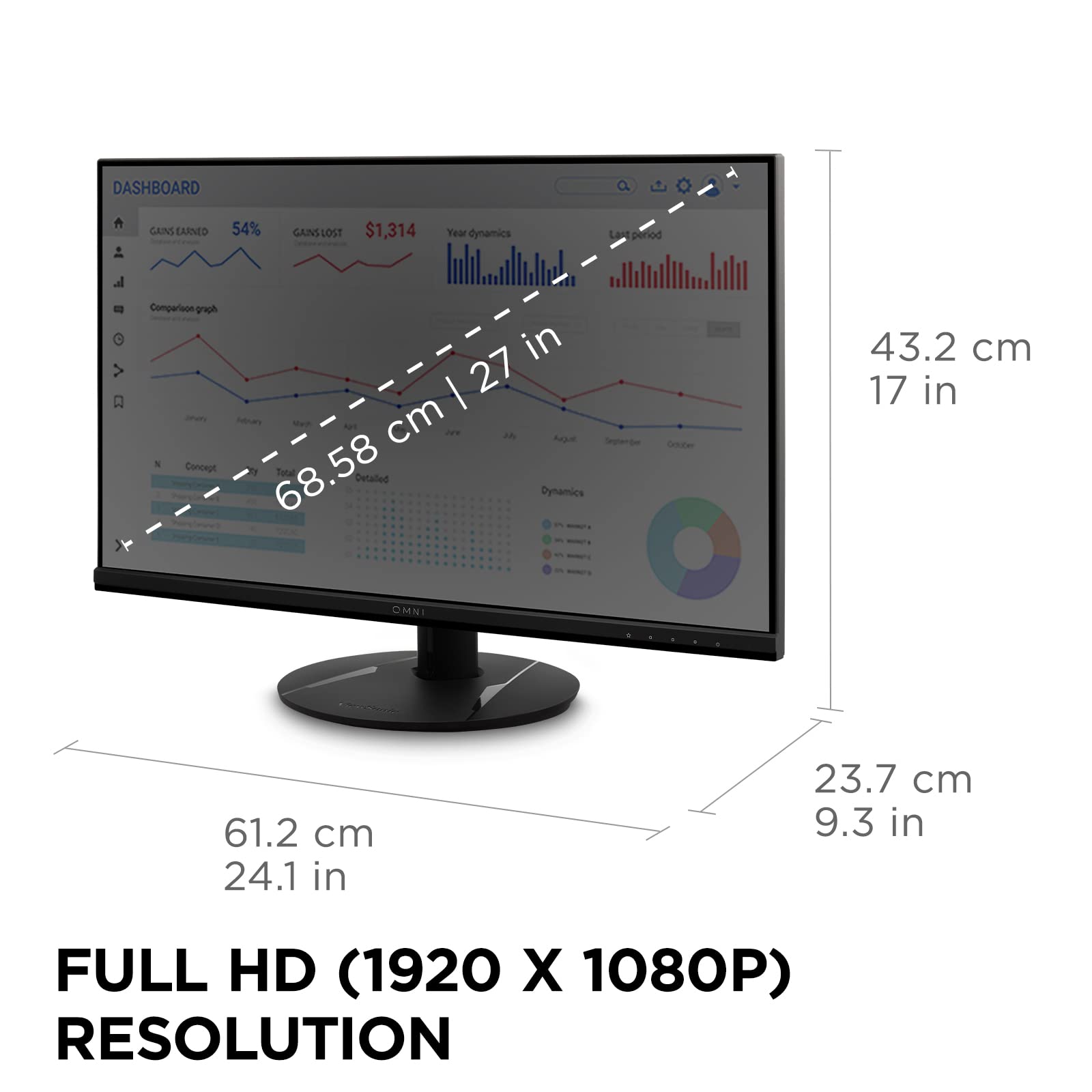 ViewSonic VX2716 27 Inch 1080p 1ms 100Hz Gaming Monitor with IPS Panel, FreeSync, Eye Care, HDMI and DisplayPort Inputs
