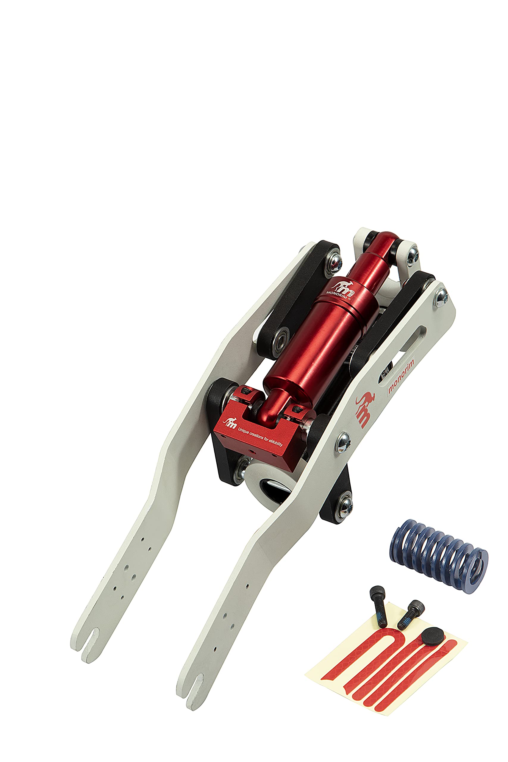 Monorim V4 Front Scooter Suspension Upgrade | Compatible w/Xiaomi M365, M365 Pro, 1S, Pro 2, Essential Models | Scooter Parts for Safer, Smoother, More Comfortable Ride - Black & Blue
