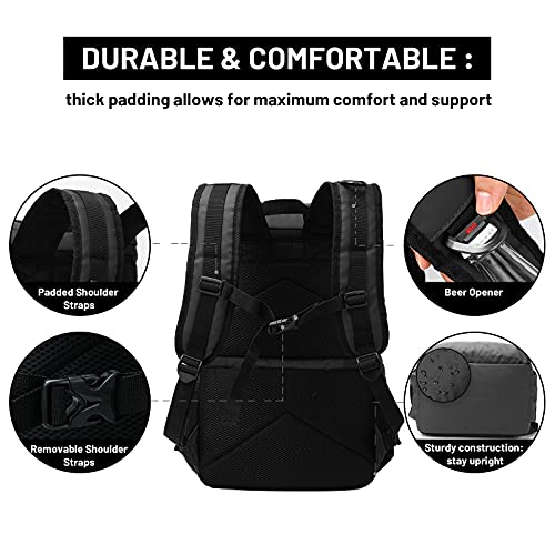 MIER Insulated Cooler Backpack Leakproof 2 Compartment Back Pack Cooler Bag Large Waterproof Lunch Backpack with Coolers for Men Women to Work Beach Picnics Camping Hiking, Double Deck (25 L, Black)