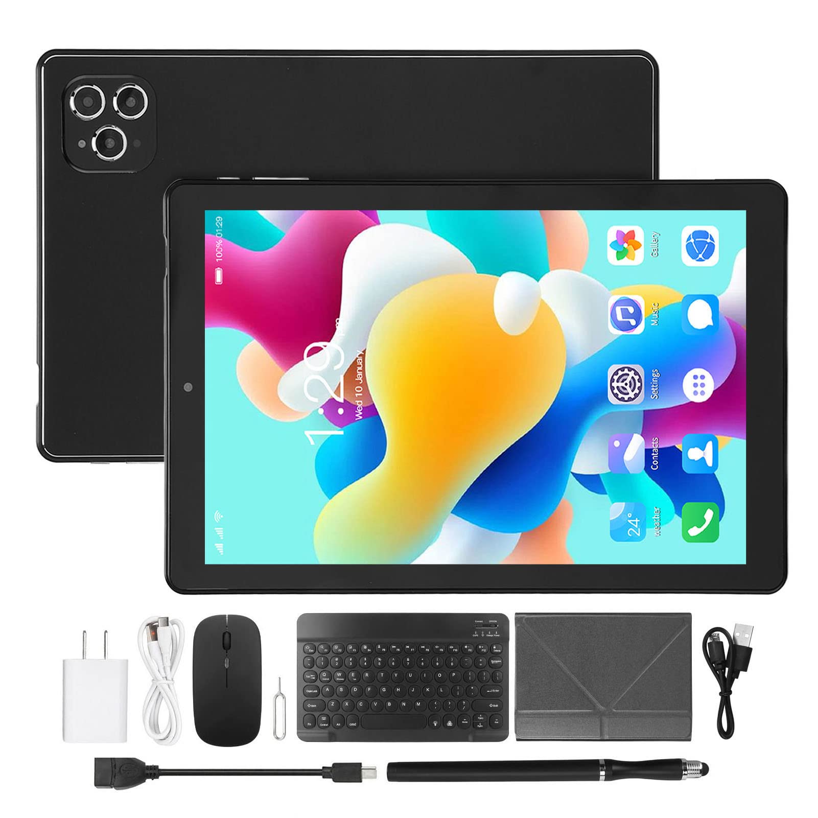 MAVIS LAVEN Tablet, 4GB RAM 64GB ROM Highly Sensitive Stylus 5G Dual WiFi 10.1 Inch 2 in 1 Tablet Front 8MP Rear 16MP 1920x1200 IPS Display for Study for Android 11 (Black)