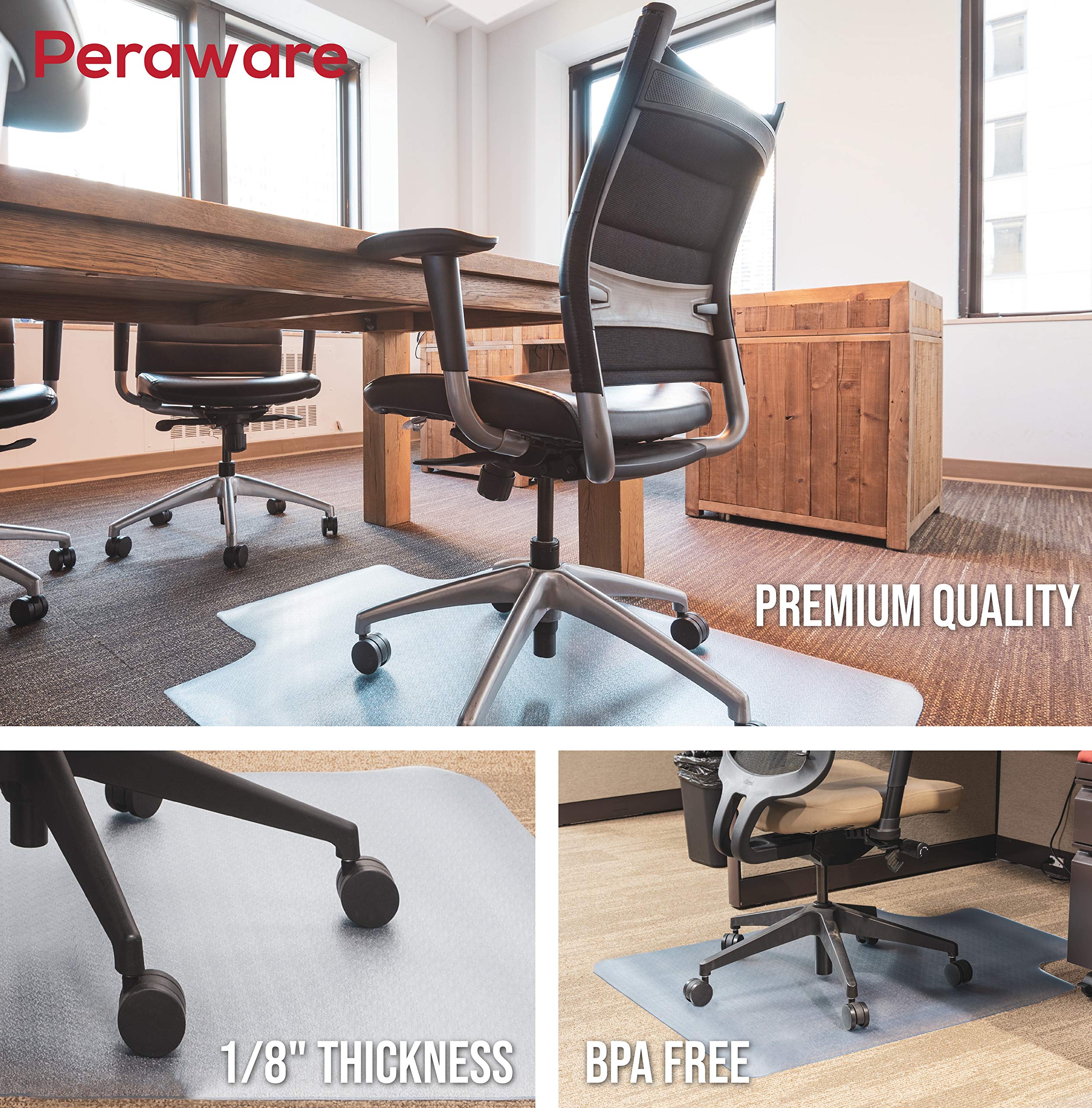 Peraware Heavy Duty Chair Mat for Hardwood Floors β Premium Chair Mat for Hardfloors β 36 x 48-inch Mat for Office Chair β 1/8-inch Thick and Durable β Non-Slip Surface -