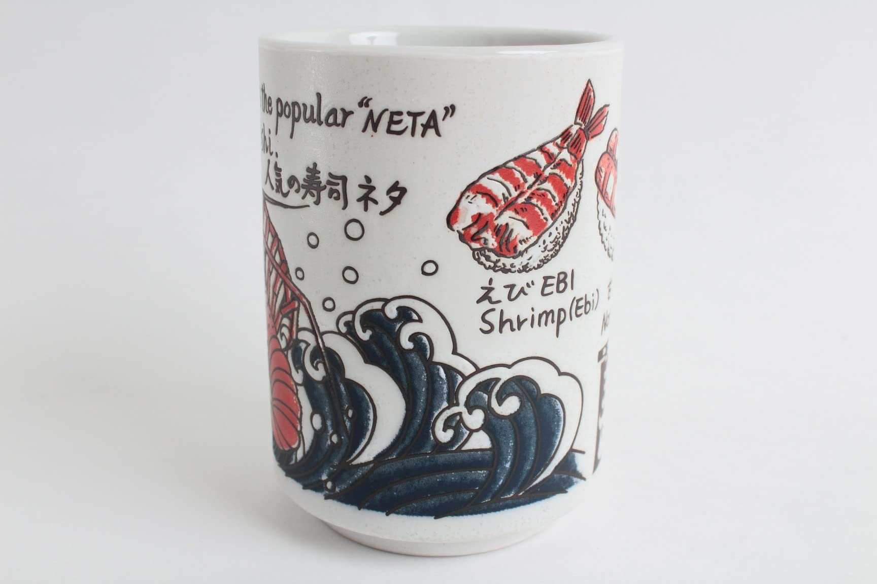 Mino ware Japanese Ceramics Sushi Yunomi Chawan Tea Cup Shrimp & Various Sushi Neta made in Japan (Japan Import) YAY060