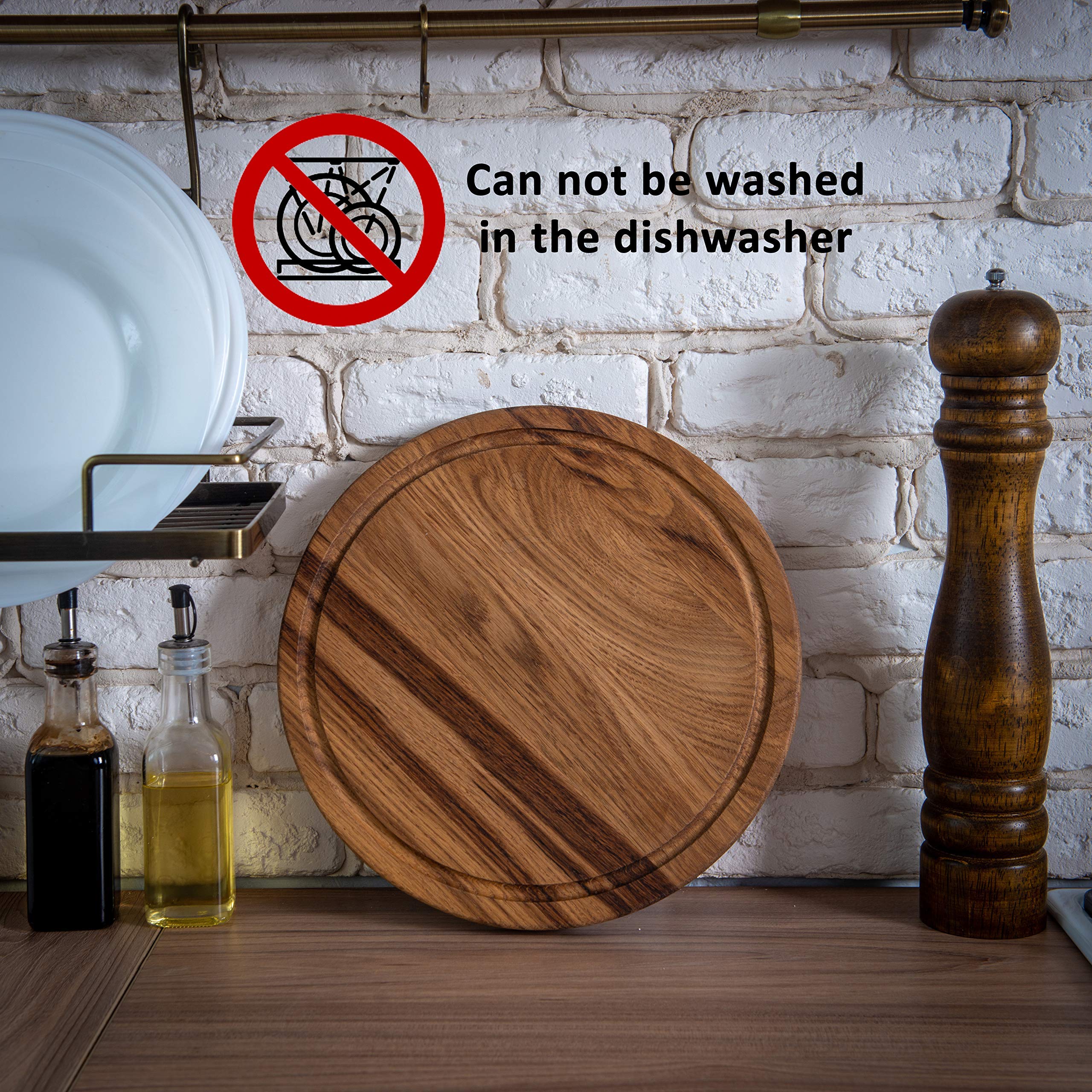 Oak Round Cutting Board, Reversible Cutting Boards For Kitchen, Wood Chopping Board, Great Charcuterie and Cheese Board… (Round 12 inch)