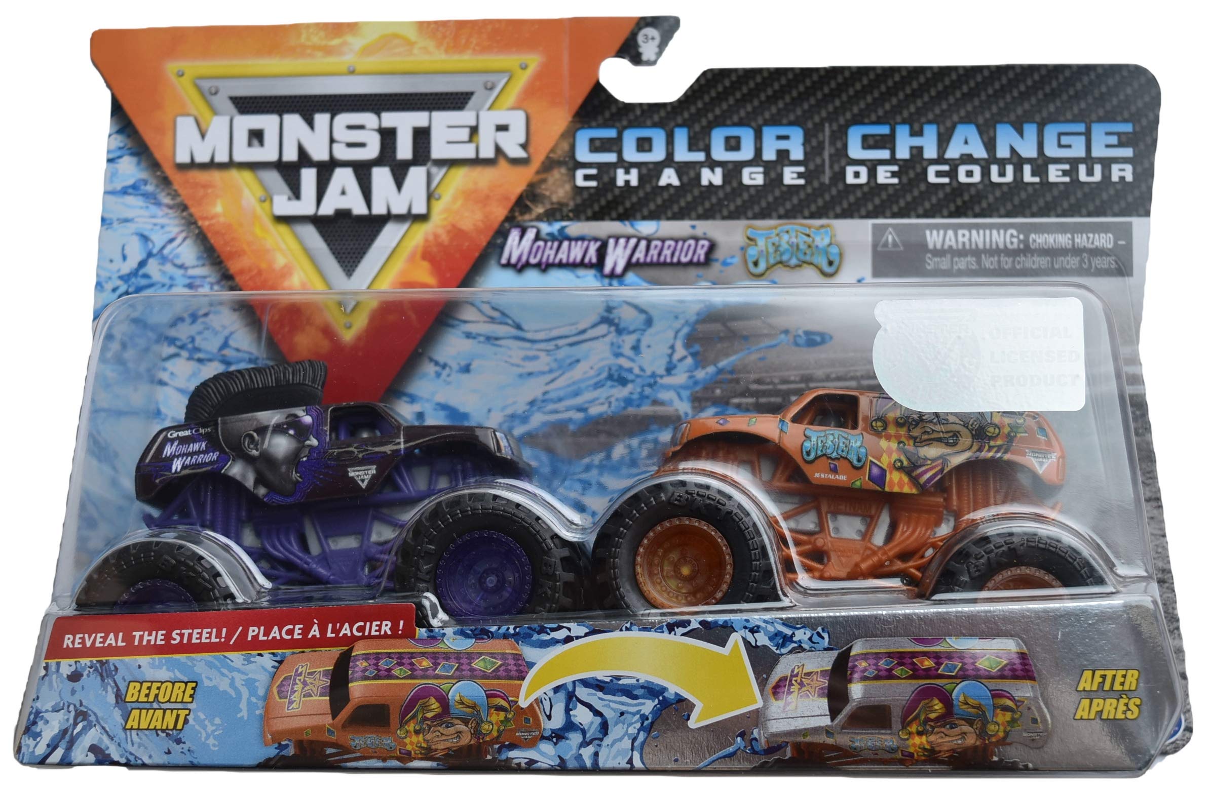 Monster Jam 1:64 Scale Color Change Mohawk Warrior Vs Jester