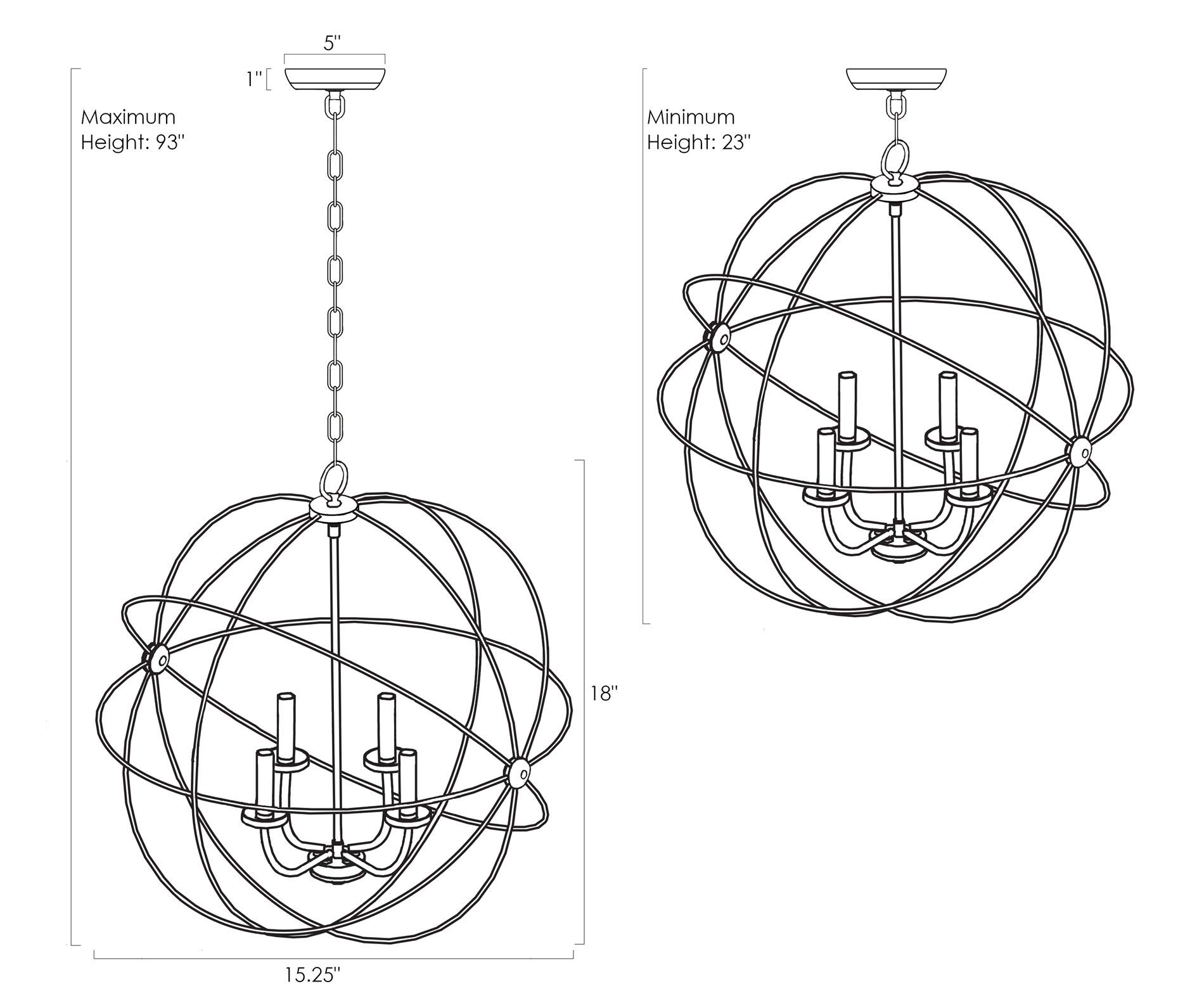Kira Home Orbits II 15" 4-Light Modern Sphere/Orb Chandelier, Chrome Finish