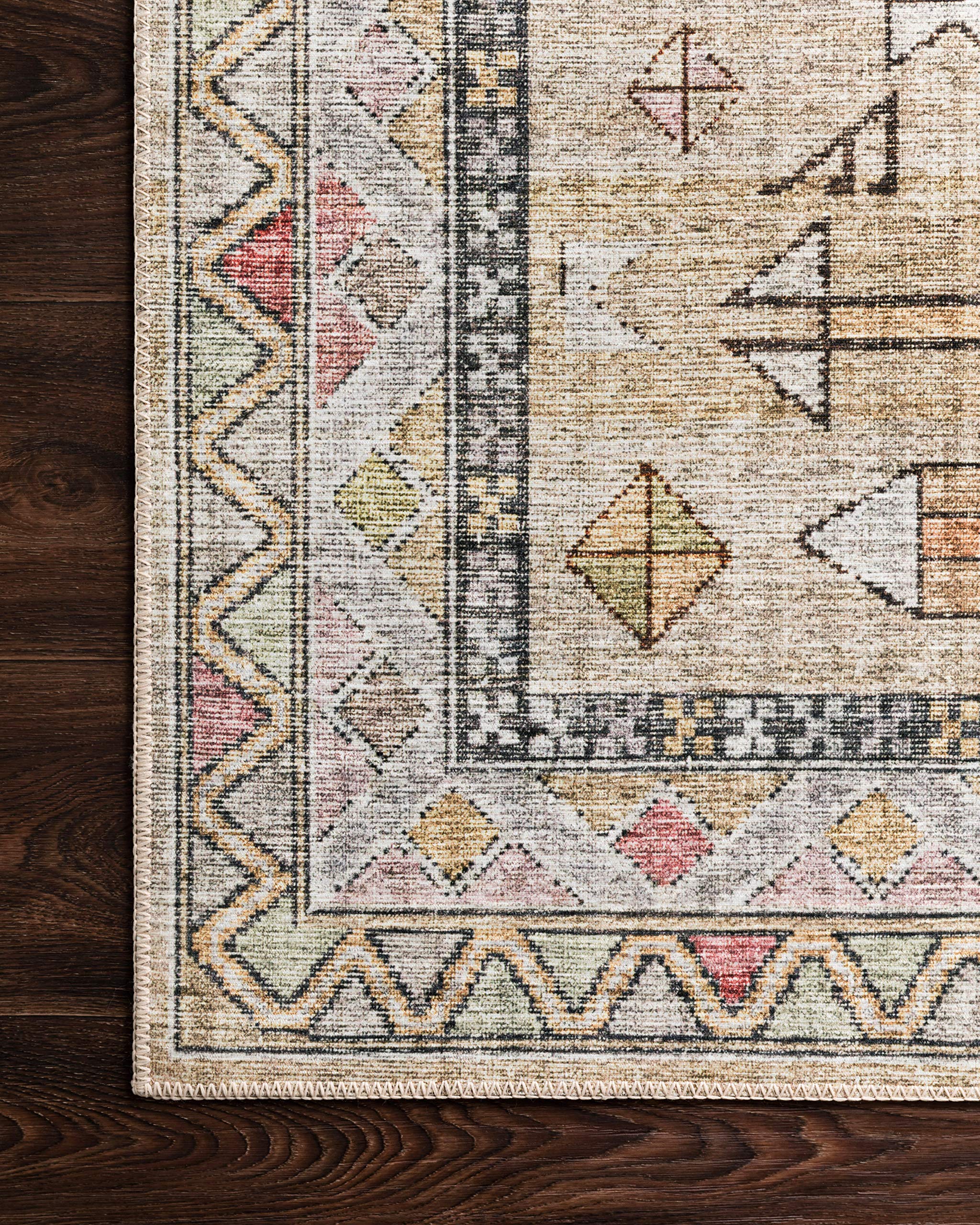 Loloi II Skye Collection SKY-04 Gold/Blush 9'-0" x 12'-0", 13" Thick,Area Rug,Soft,Durable,Vintage Inspired,Distressed,Low Pile,Non-Shedding,Easy Clean,Printed,Living Room Rug