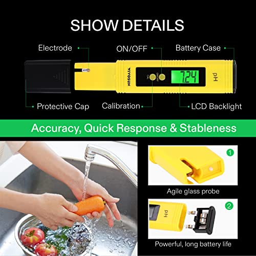 VIVOSUN Digital PH Meter, TDS and EC Pen for Water, Soil Moisture Tester