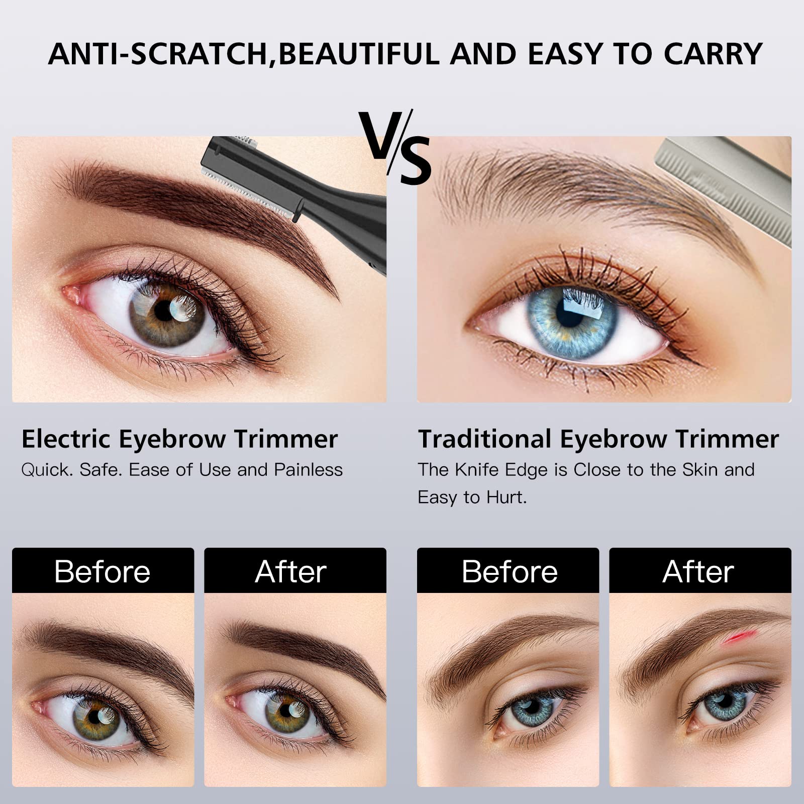 Yebicola Electric Eyebrow Trimmer, Face Razor for Women & Men, 2 in 1 Dual Blade Head, Smooth Pivoting, Easy to Carry, Sharp Blades Guarantee