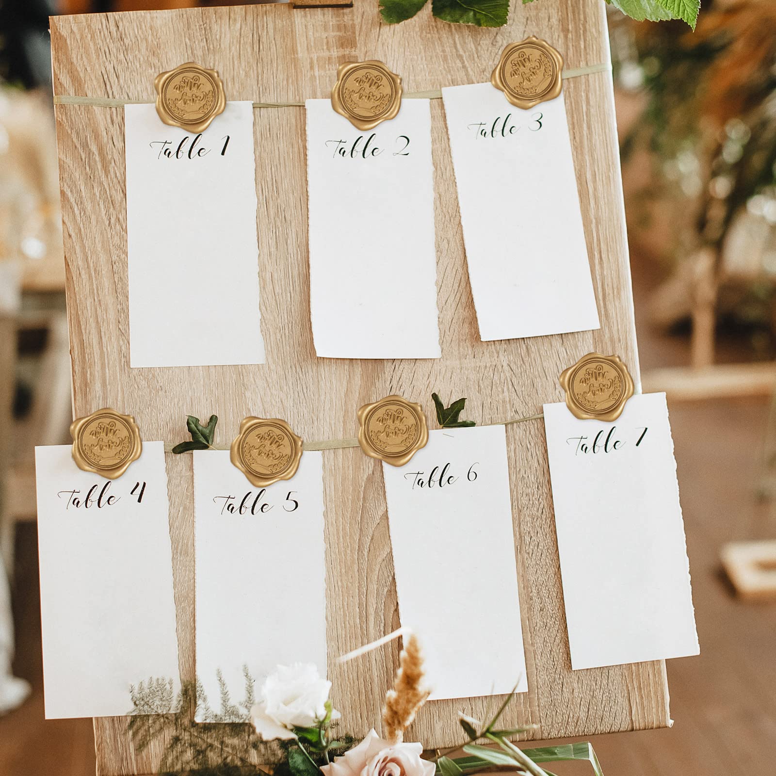 Whaline 50Pcs Gold Wax Seal Stickers with Love Stickers Envelope Sealing 3D Bronze with Love Self-Adhesive Embossed Stickers for Wedding Baby Shower Anniversary Invitation Cards Mails Gift Decor