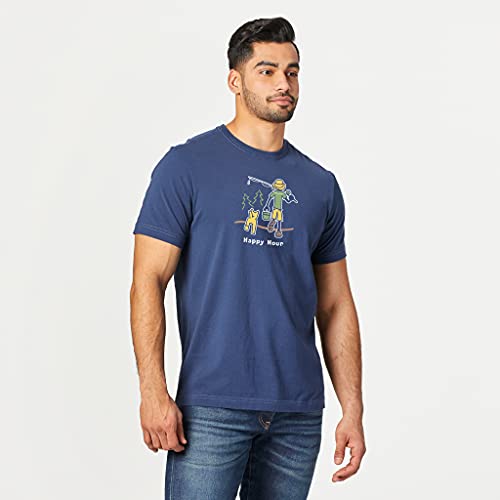 Life is Good Men's Standard Happy Hour Fishing Short Sleeve Tee, Darkest Blue, Large