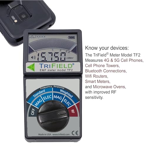 TriField EMF Meter Model TF2 – Detect All 3 Types of Electromagnetic Radiation in 1 Handheld Device: Radio (RF), Magnetic (MF) and Electric Fields - 5G, Cell Towers, WiFi, Bluetooth, and Smart Meters