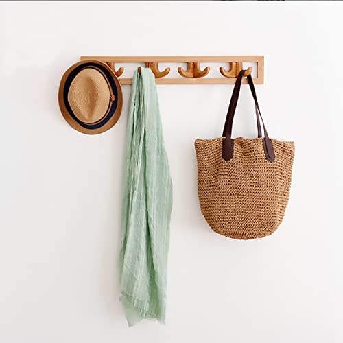 xianshengle Flip 4-Hook Wall Mounted Floating Coat Rack – Modern, Sleek, Space-Saving Hanger with 4 Retractable Hooks Wood Wall Coat Rack for Entryway, Bathroom, Bedroom