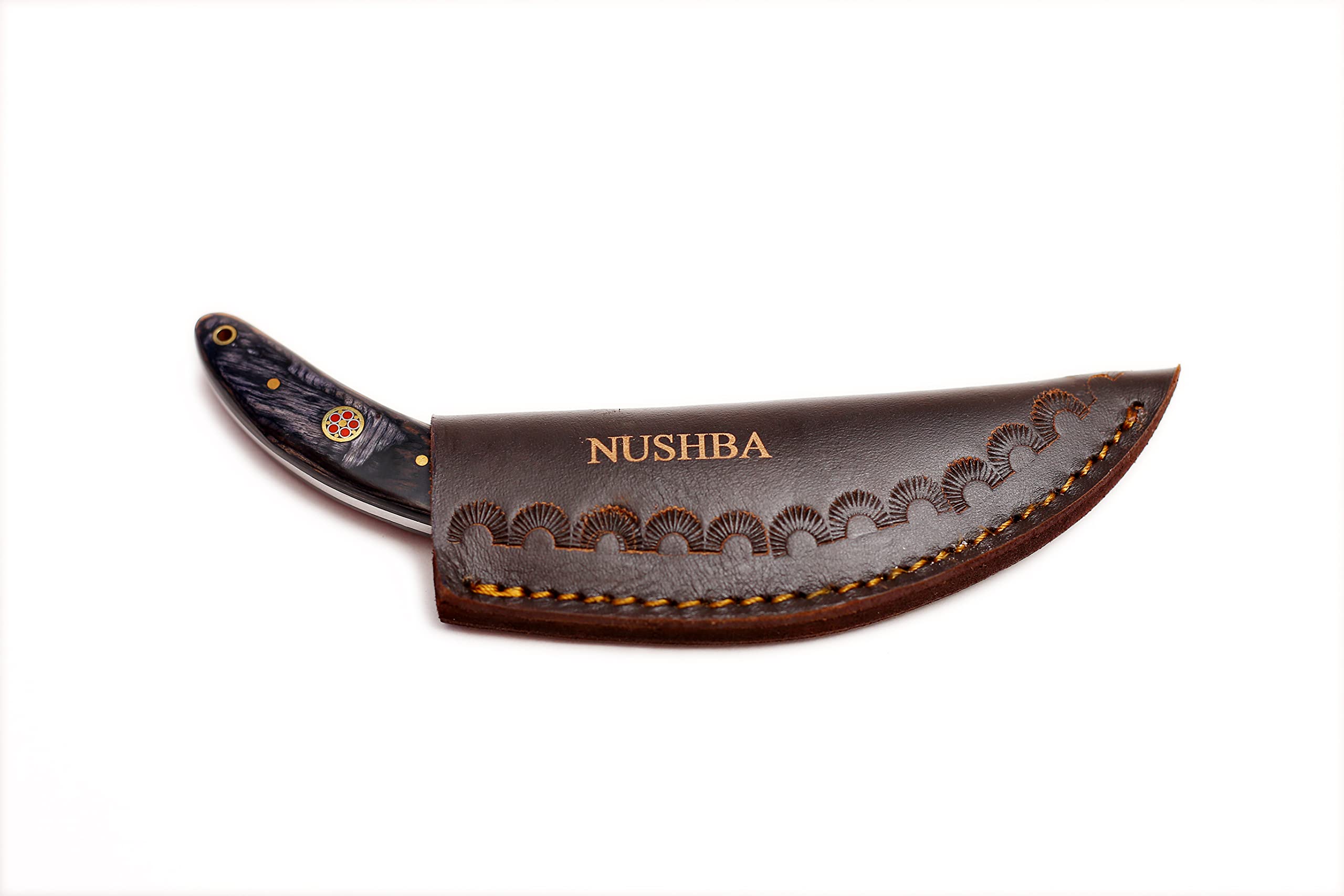 NUSHBA 004 Handmade Knife Raisin Sheet 8 inch Hunting Skinner knife Fixed Blade Hunting Knife, Damascus Steel Blade, Raisin Sheet Handle -Best Hunting Knife with Sheath