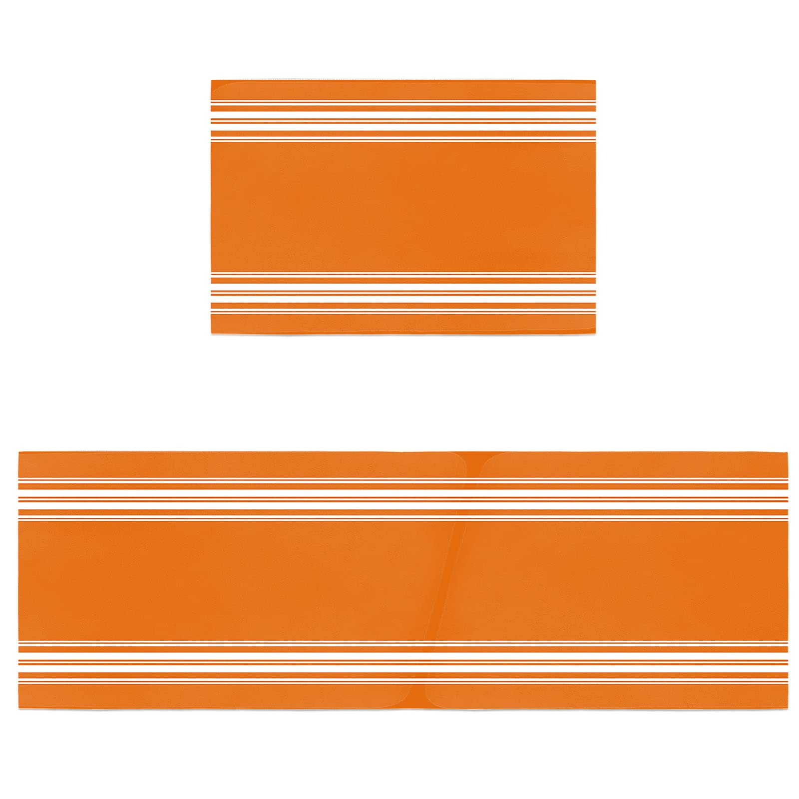Orange Stripe Kitchen Rugs Set of 2,Country Garmhouse Thanksgiving Fall Holiday Water-Absorbing Runner Carpet Area Mat for Bedroom Bathroom Indoor Use Rubber Backing Accent Throw Washable Extra Large