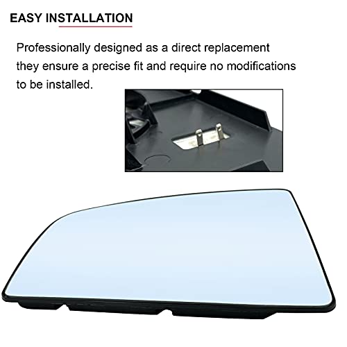 Passenger Right Side Heated Mirror Glass Replacement for 2015 2016 2017 Ford Transit T150 T250 T350 Mirror - Side View Heated Convex Mirror Glass with Rear Holder, Replace CK4Z17K707D