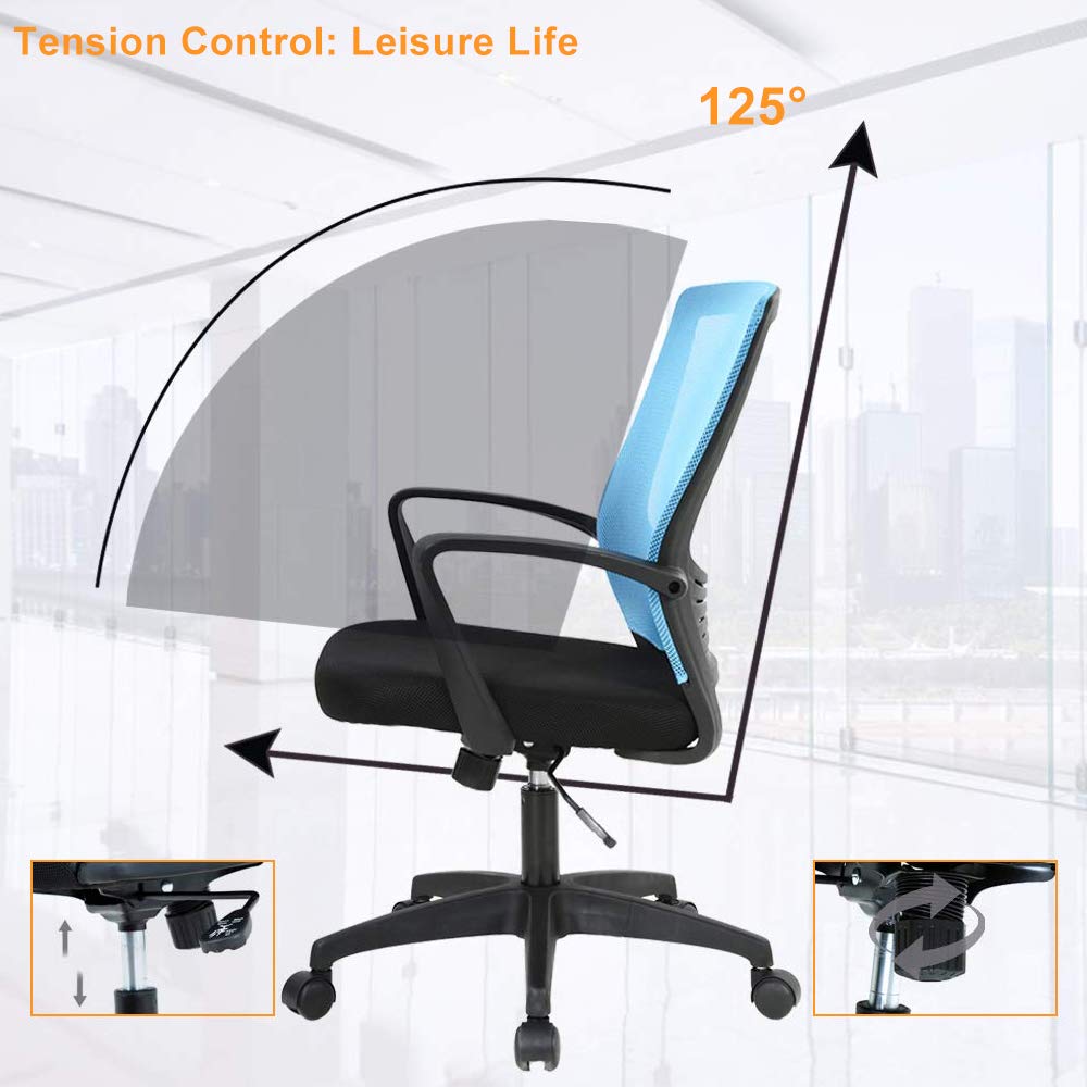 Meet perfect Office Chair, Mid Back Mesh Lumbar Support Home Office Computer Desk Chair Swivel Task Chair, Ergonomic Executive Chair on Rolling Wheels Height Adjustable for Men Women Back Pain-Grey